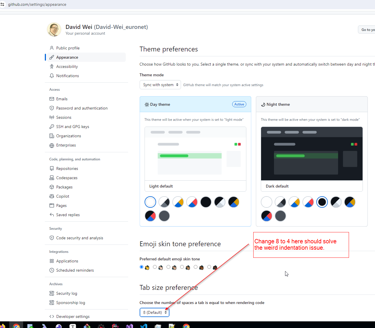 Change Github TABSIZE to 4 and make code review easier | Scribbles for my bad memory